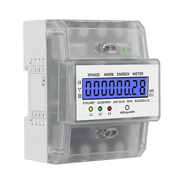 Electricity Meter 3 Phasig 4 Ladder, Power Meter Hutschiene with LCD ...
