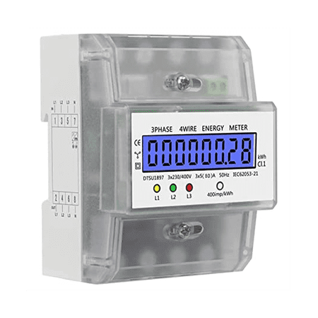 Electricity Meter 3 Phasig 4 Ladder, Power Meter Hutschiene with LCD ...