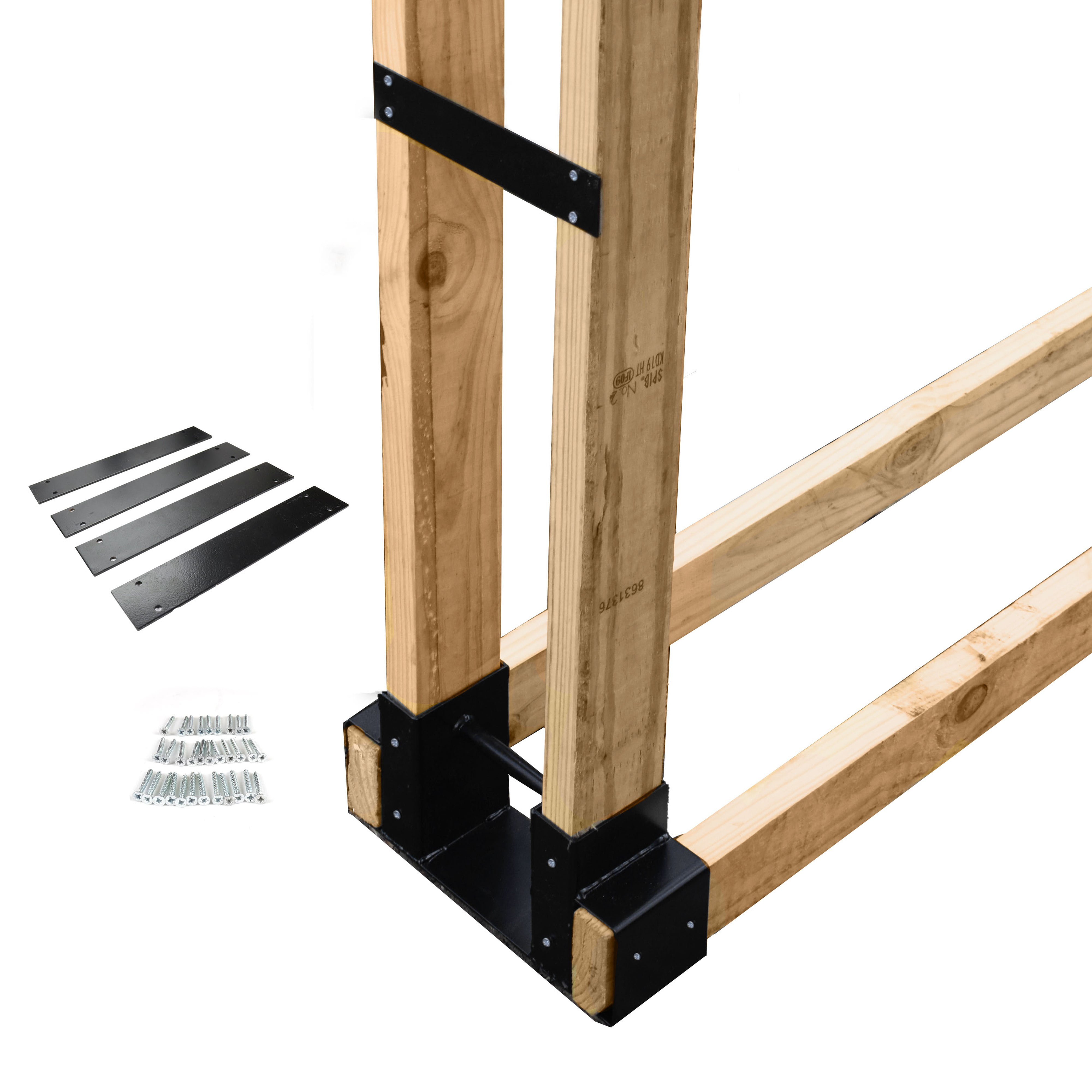 Red Hound Auto Premium Firewood Rack 2x4 Brackets Black Coated Heavy ...