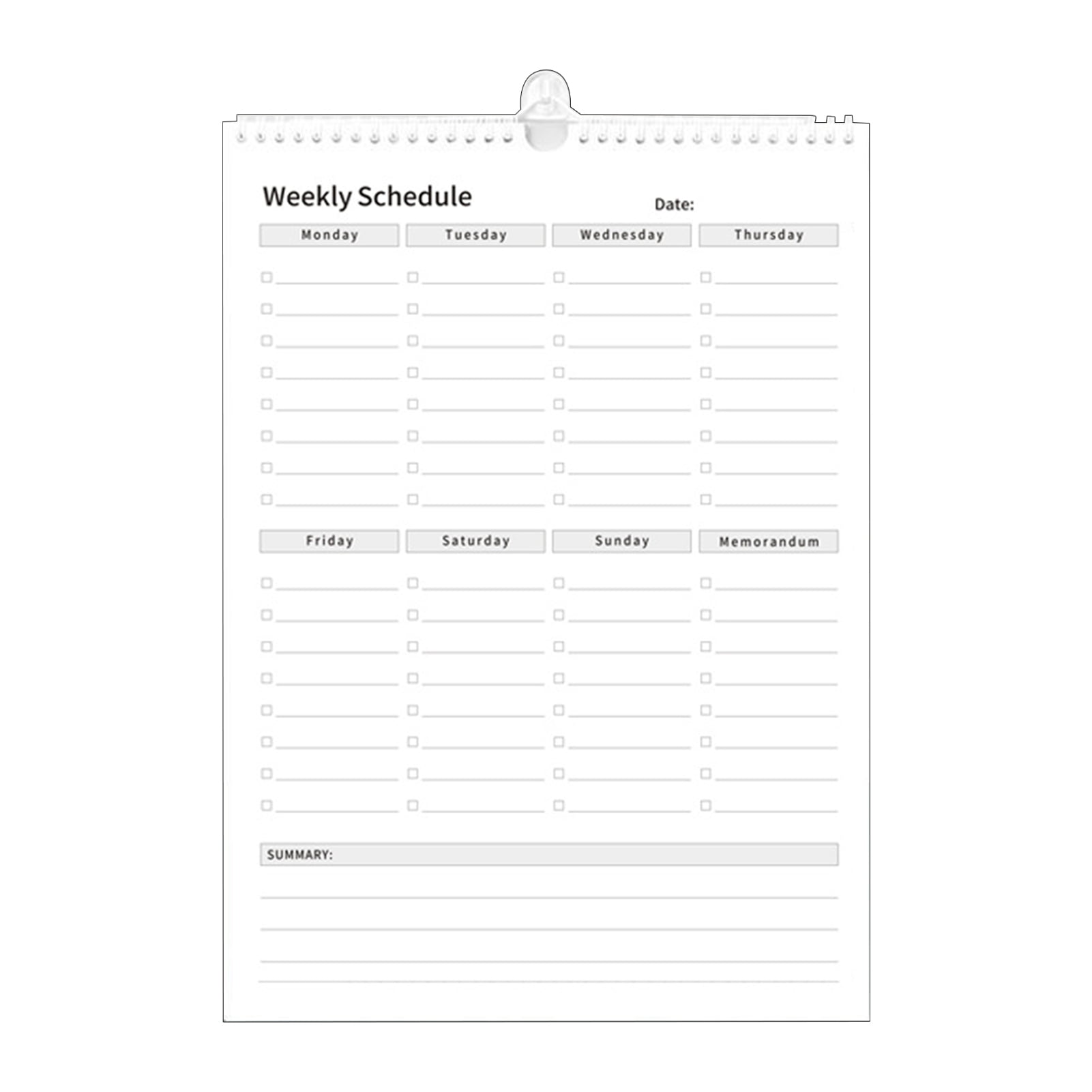Blank Weekly School Planner