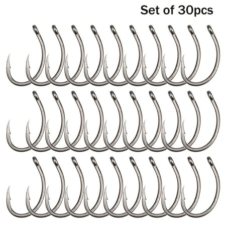 30Pcs 6#/8#/10# Curve Hooks PEFT Barbed Fishhooks Carp Fishing Hooks ...
