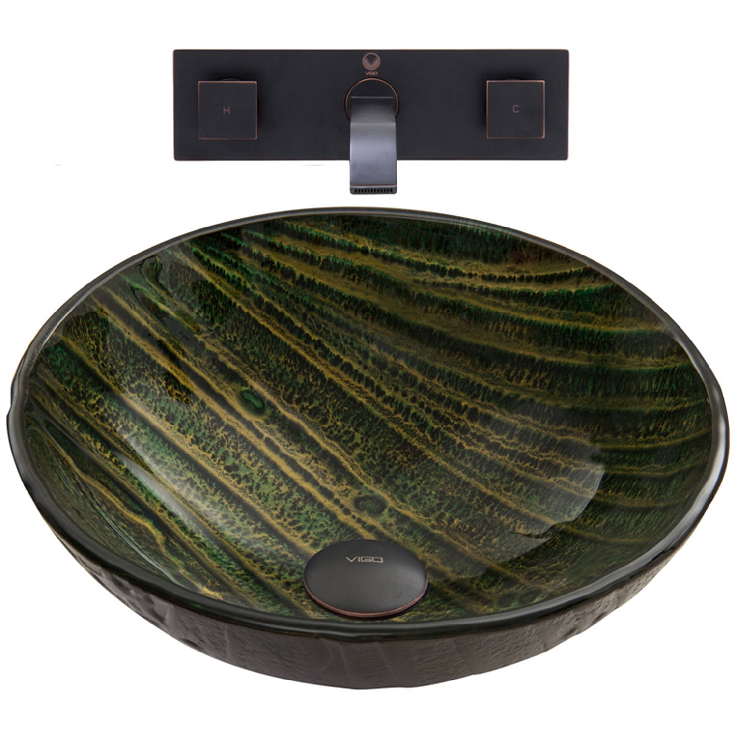 Vigo Green Asteroid Glass Vessel Sink An