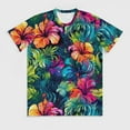 T Shirt For Men Lily Floral Print Colorful Flower Retro T-Shirts Male ...