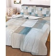 90x96in Quilt Bedding Set, Gradient Brown Blue Geometric Lightweight ...