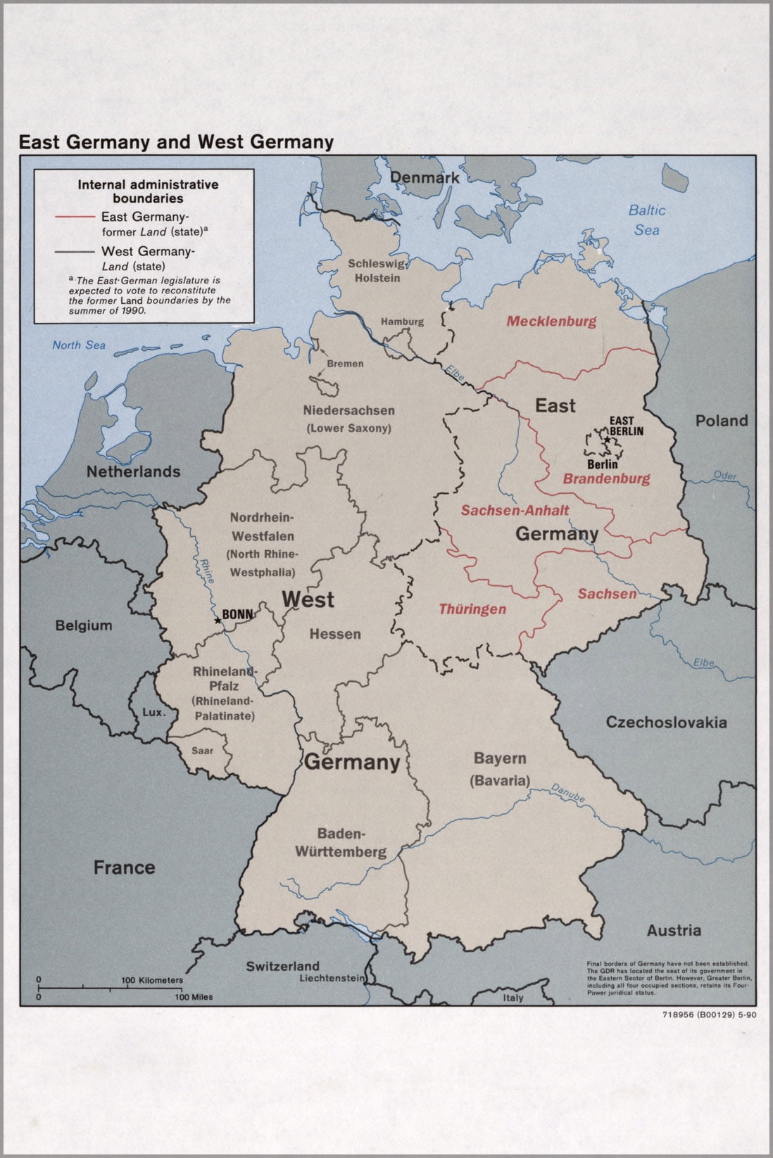 24"x36" Gallery Poster, cia map of East Germany & West Germany 1990 ...