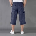 BFHHYA Mens Capri Cargo Pants Elastic Waist Drawstring Wide Leg Pants ...