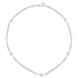 Sterling Silver Rhodium Plated 6 Strands and 5 Beads Necklace, 18 ...