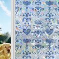 Classic Damask Window Privacy Film French Country Blue Heart Scroll ...
