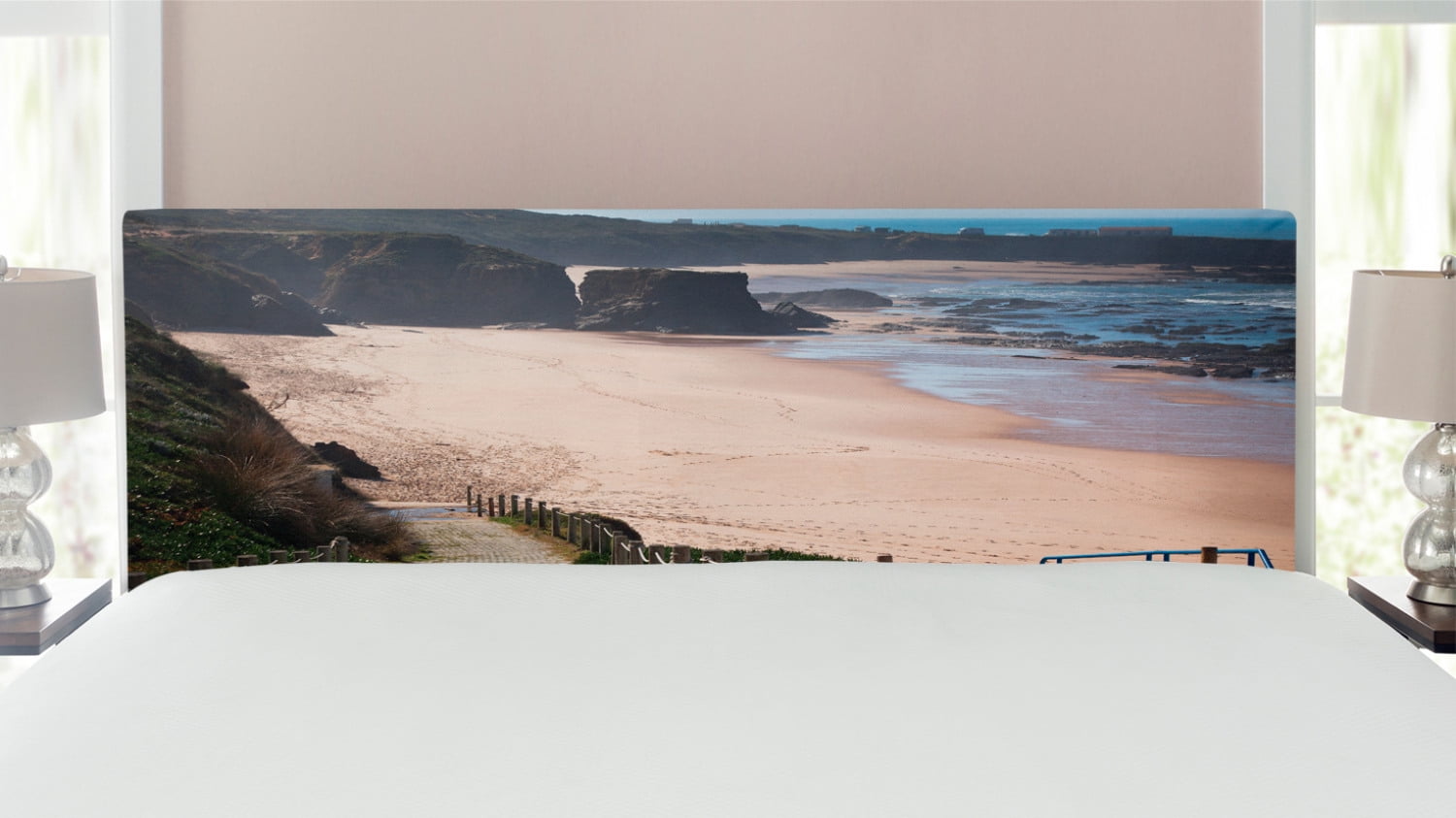Beach Headboard, Western Portugal Ocean Coastline at Low Tide Vignettes ...