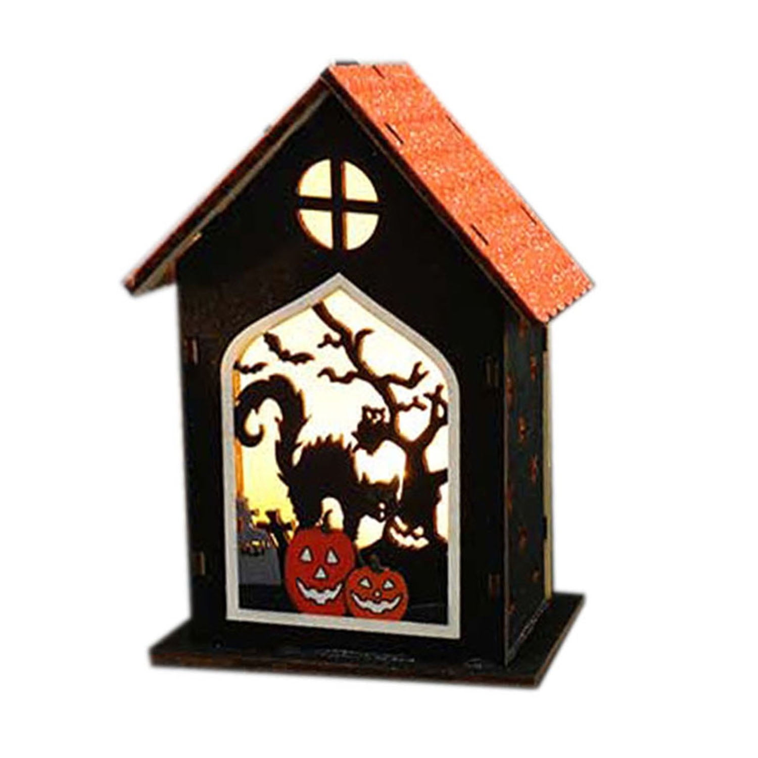 Zeeyh Halloween Decorations Pendant | Lighted Wood Haunted House - LED ...