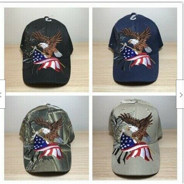 Soaring Eagle PATRIOTIC USA Flag Embroidered Shadow Hat Cap (Camo ...