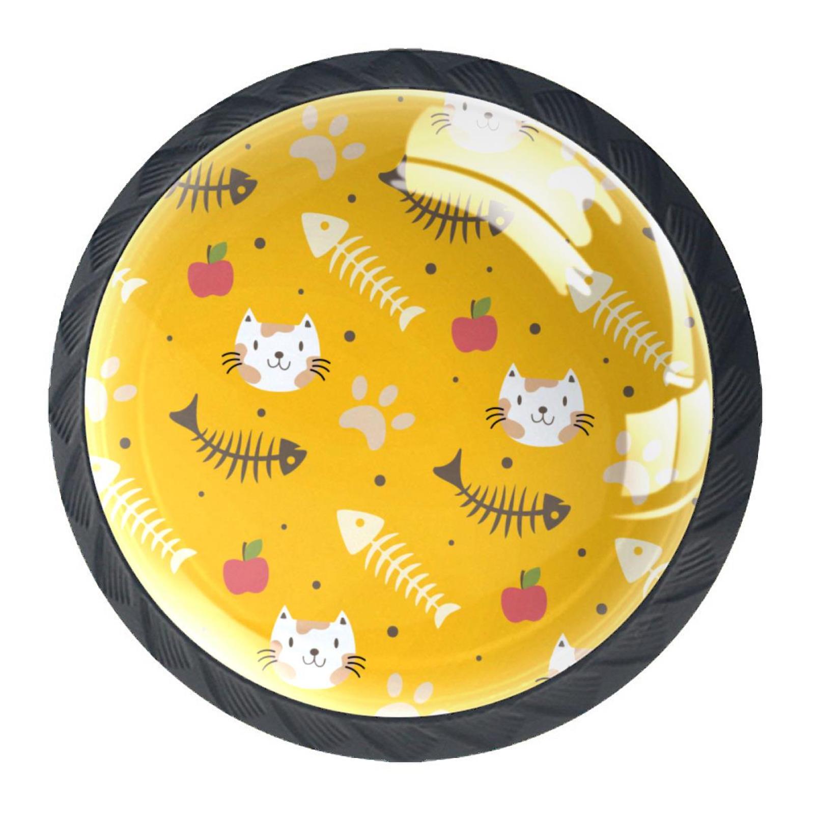 4 Pcs Fish Bone and Cat Knobs for Kitchen Cabinet Cupboard Dresser Bookcase Drawer Pulls Handles ...