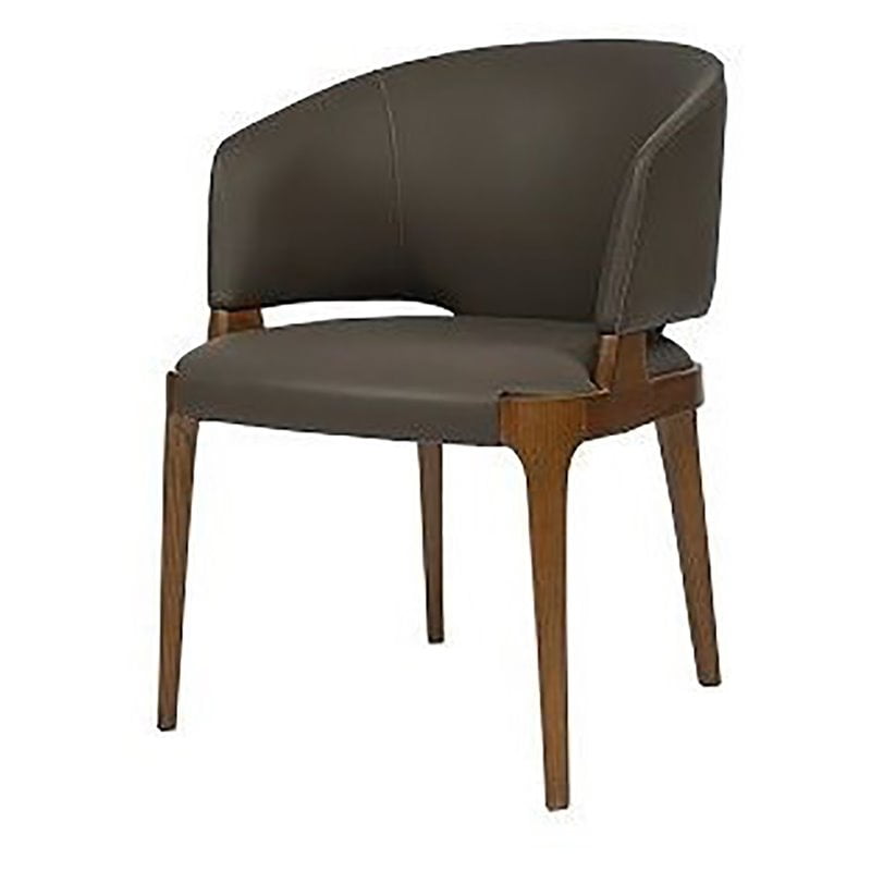 Modrest Baskin 18.5" Solid Wood & Leather Dining Arm Chair in Walnut ...