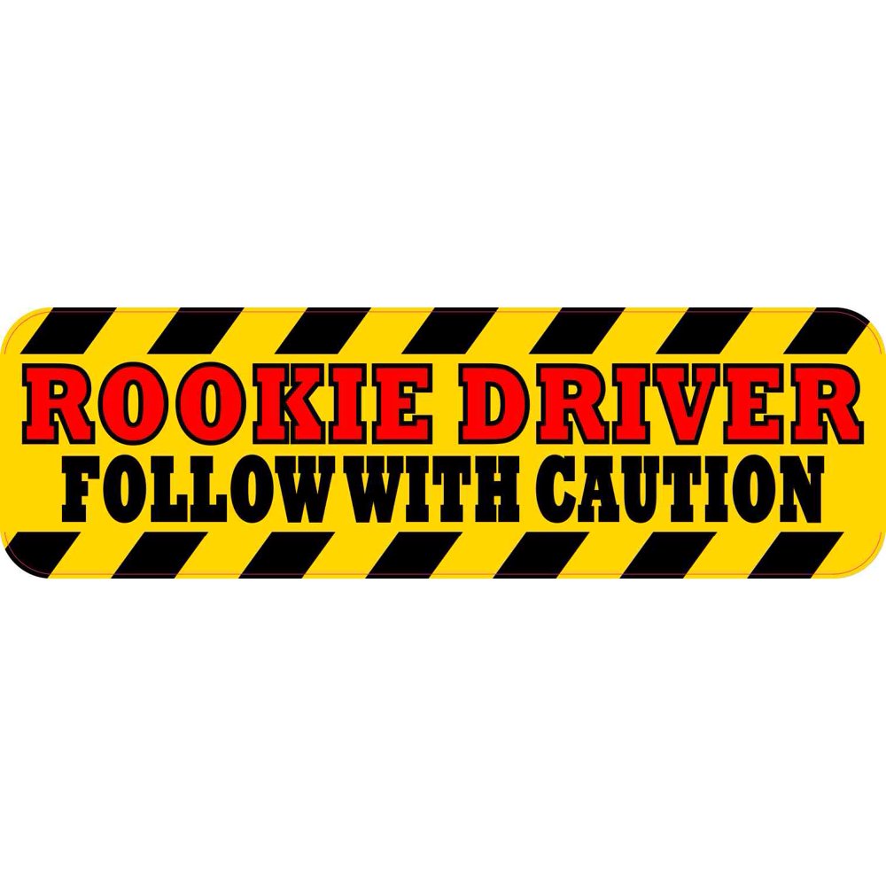 10in x 3in Rookie Driver Bumper Sticker Vinyl Vehicle Window Caution ...