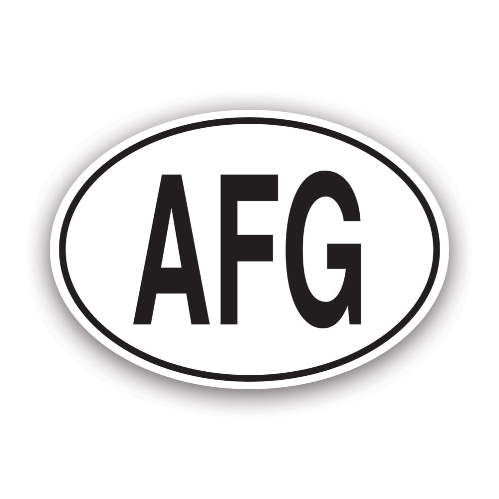 AFG Afghanistan Country Code Oval Sticker Decal - Self Adhesive Vinyl ...