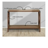 DecorTech Industrial Rectangular Wood Console Table with AC Power and ...