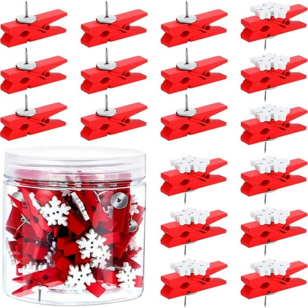 Christmas Wood Clips Snowflake Push Pin Clips Christmas Tree Photo ...