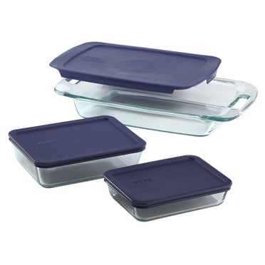 Pyrex Easy Grab 4-piece Rectangular Glass Bakeware Set with Red Lids ...