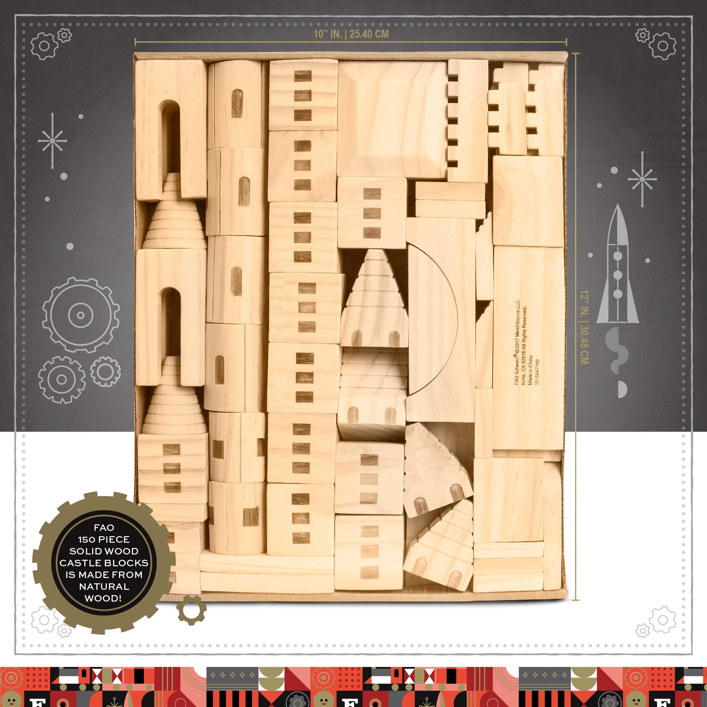 Building & Construction Toys Toddlers FAO Schwarz {75 Piece Set} Wooden ...