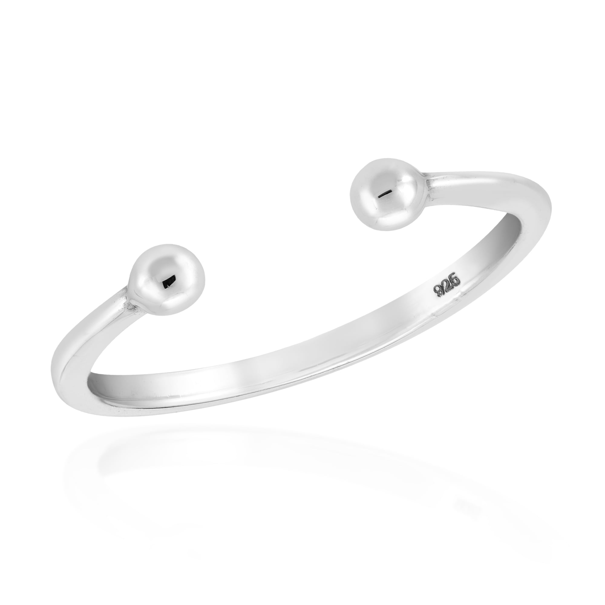 Minimal Mini Sphere Open-Ended Cuff Sterling Silver Wrap Ring-8 ...
