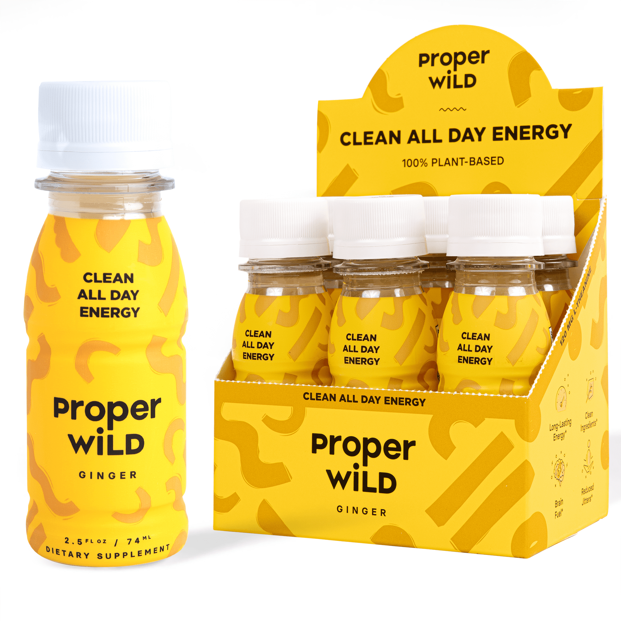 Proper Wild, Natural Clean All Day Energy Shots, Ginger, 6-Pack ...