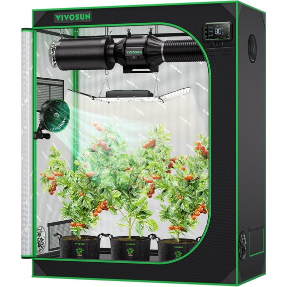 2x2 Grow Tent, 24"x24"x48'' High Reflective 600D Diamond Mylar Canvas ...