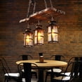 Anqidi 3-Head Rustic Wood Chandelier, Industrial Ceiling Light, 110V ...