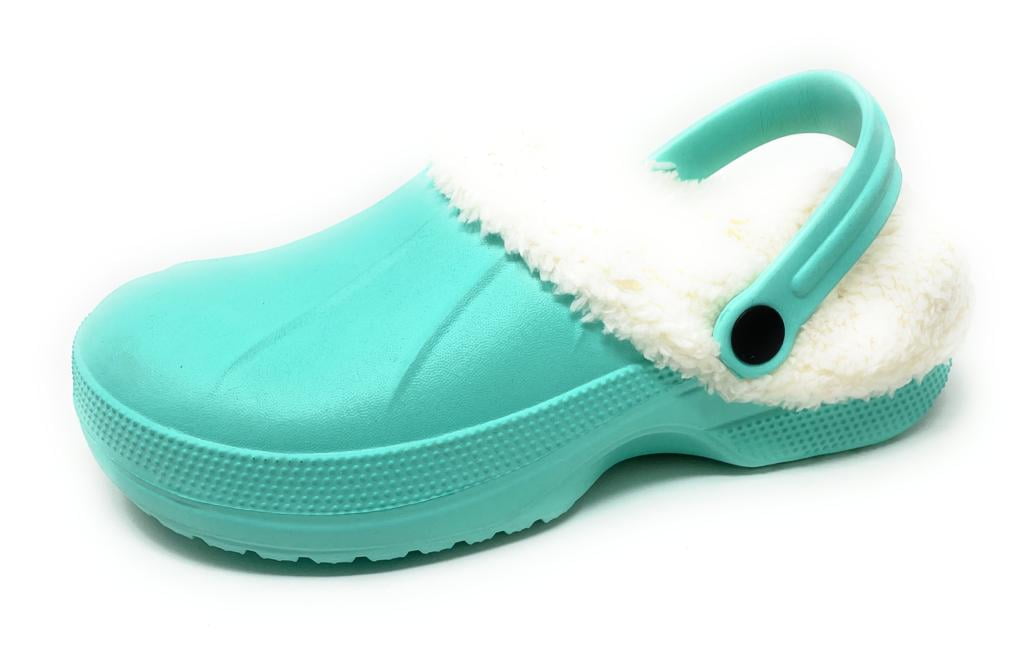 JEFFRICO Womens Sherpa Lined Clogs Garden Shoes Warm Fuzzy Slippers ...