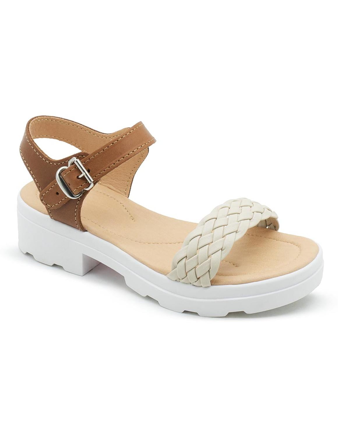 Sandalia Chancla Con Plataforma Para Niña Piel Color Miel beige 20 ...