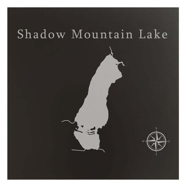 Shadow Mountain Lake Map 24x24" Black Metal Wall Art Office Decor Gift ...