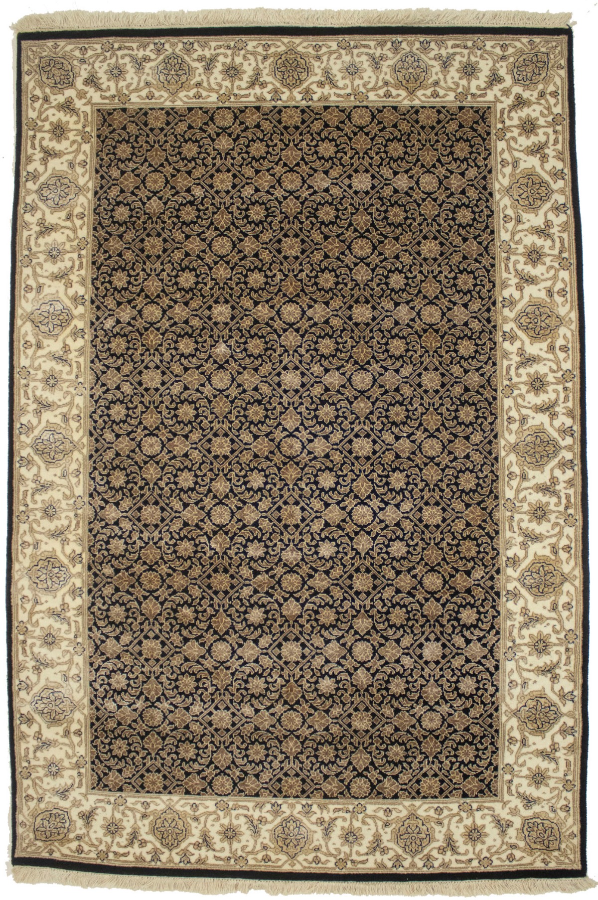 Black Floral Extra Fine 4X6 Herati Oriental Rug - Walmart.com