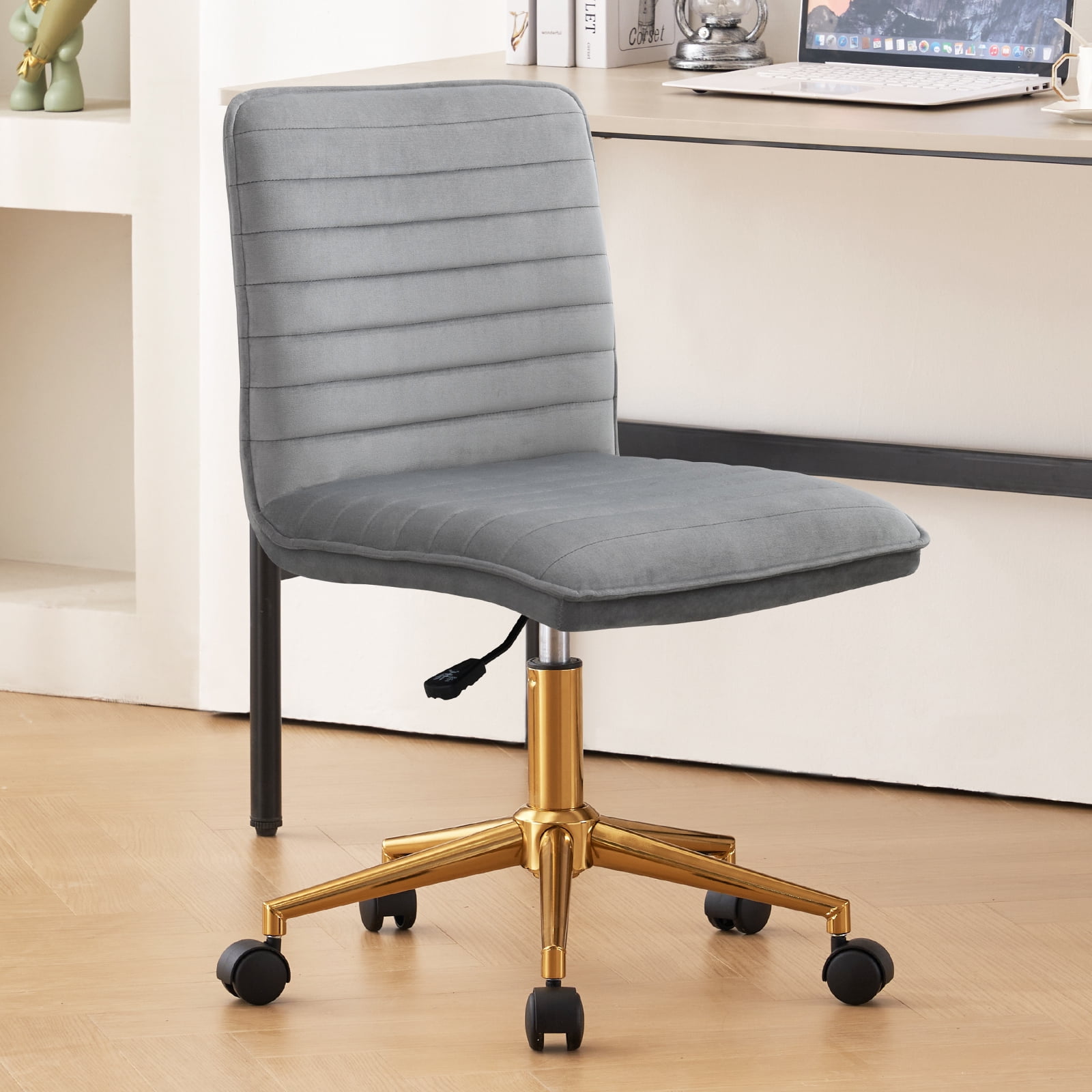 Velvet Home Office Desk Task Chairs Grey Students Armless Desk Chair ...