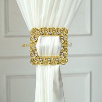 Efavormart Set of 2 | 7" Gold Acrylic Crystal Curtain Tie Backs, Square ...