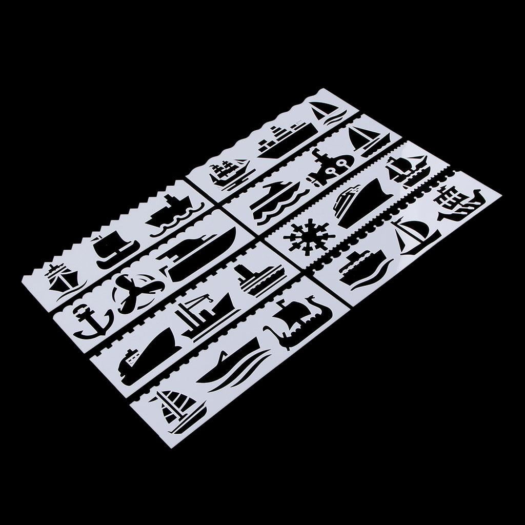 8 Pieces Stencils Rulers for Journal And Diary Hand Account DIY Drawing ...