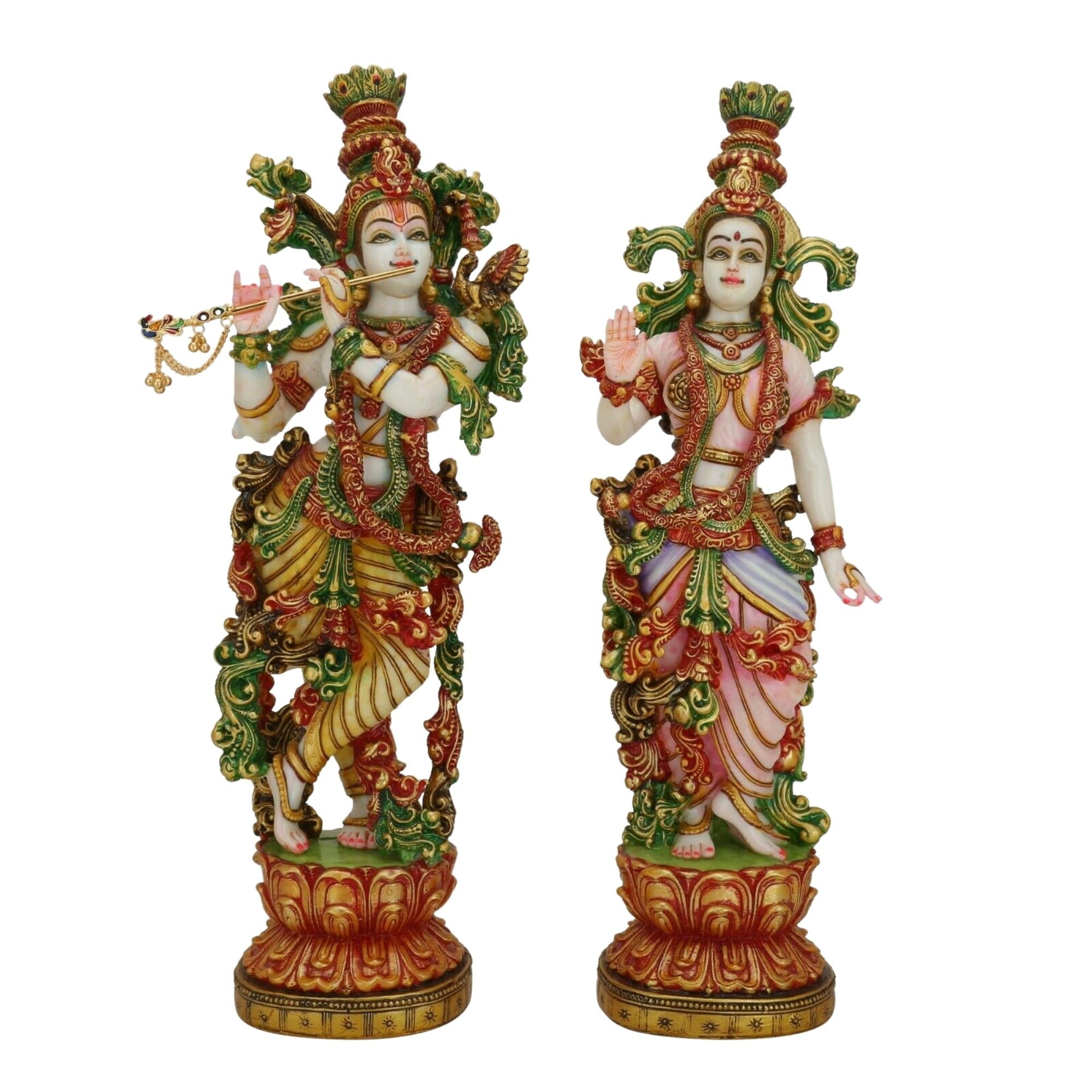 Radha Krishna statue - Large 15 inches Marble Radha Krishna Murti ...