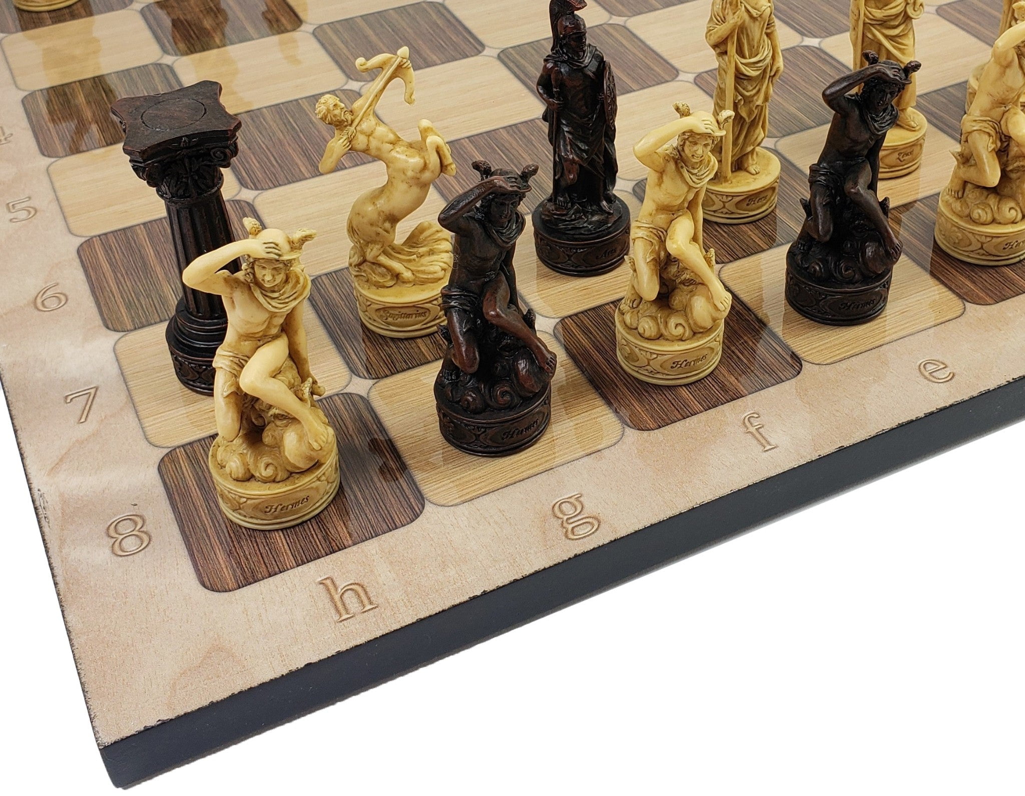 Greek Roman Mythology Gods CHESS SET W/ 17" Rustic Ebony and Maple ...