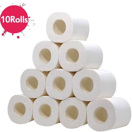 10 Rolls 3 Layers Toilet Tissue Hollow Roll Paper Thick Toilet Paper ...