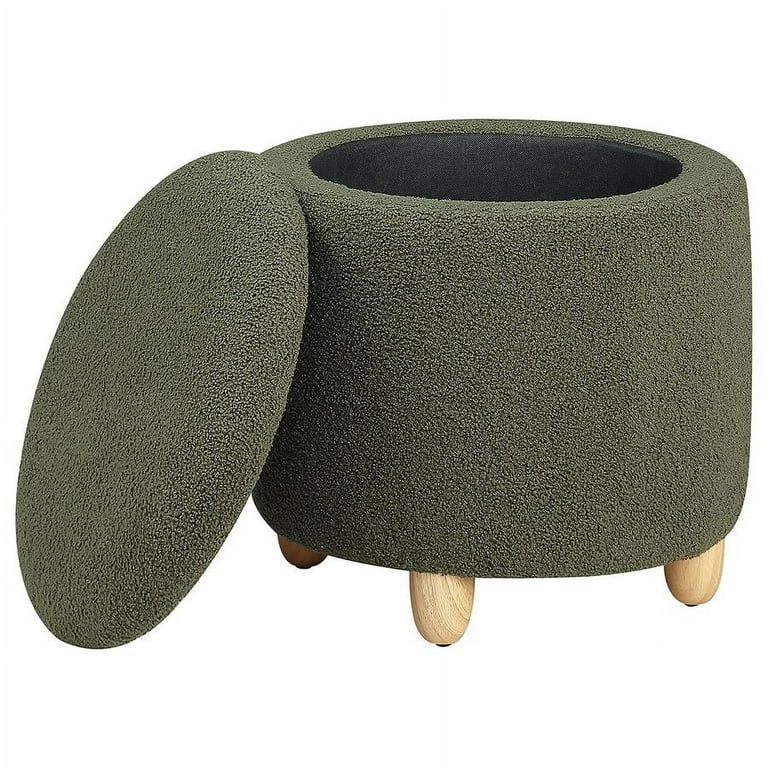 Coaster Valia Fabric Upholstered Round Storage Ottoman Green Coaster Valia Fabric Upholstered Round Storage Ottoman Green