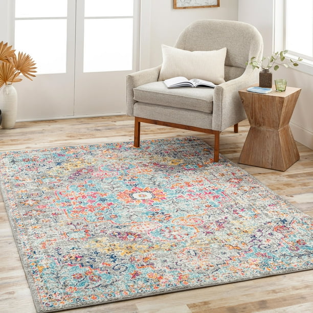 Mark&Day Area Rugs, 2x3 Olivia Traditional Teal/Beige Area Rug (2' x 3 ...