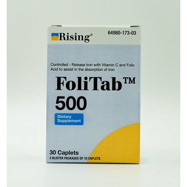 Rising Pharma - FoliTab 500 - Elemental Iron with Vitamin C and Folic ...