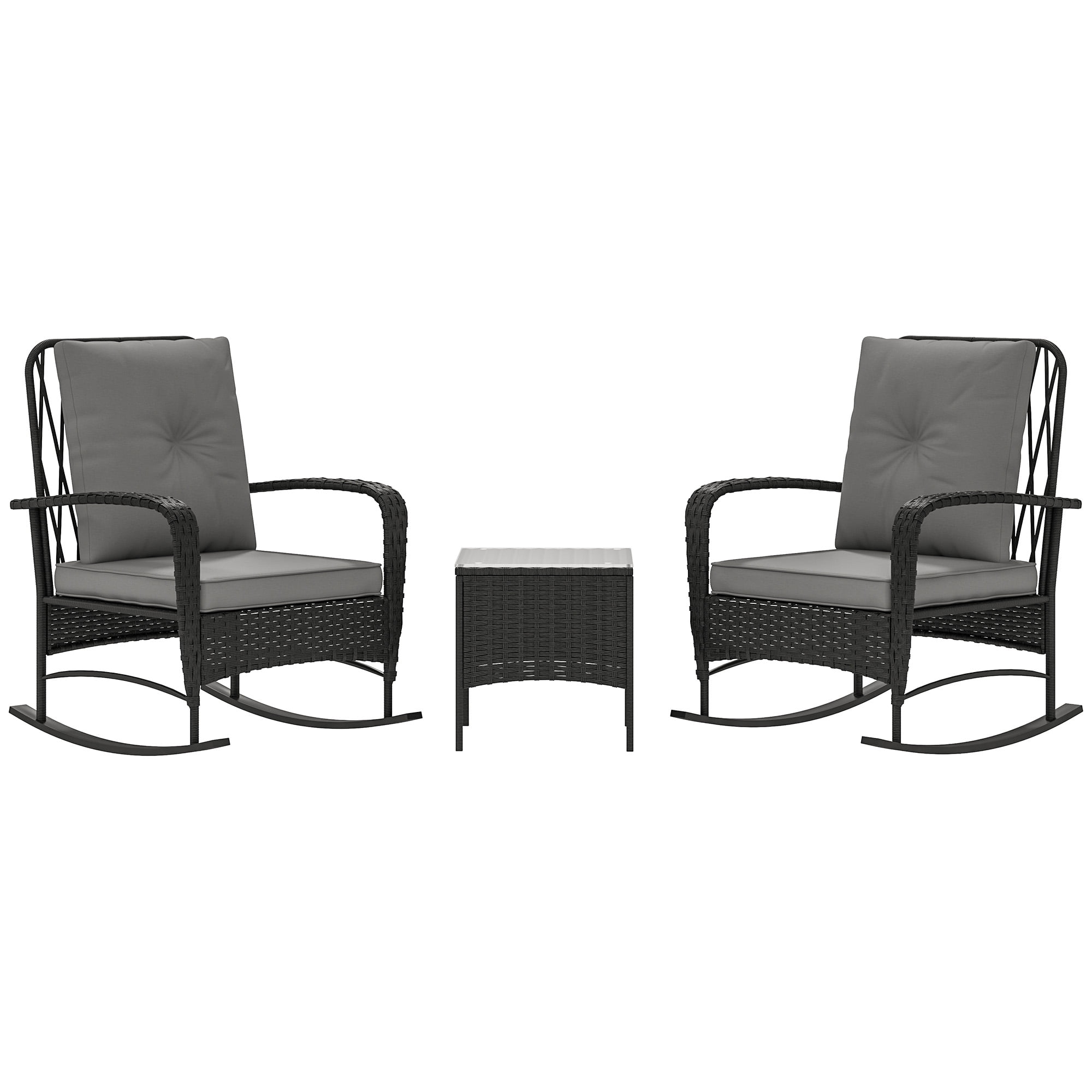 Click here for Outsunny Bistro Set With Rocking Chairs  Wicker Pa... prices