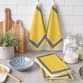 3 Pack Yellow Traditional Kitchen Towels Greek Key Meander Border ...