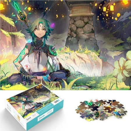 Genshin Impact Hu Tao 1000 Piece Circular Puzzle Brain Intelligence Challenge 26.5"x26.5" Great ...