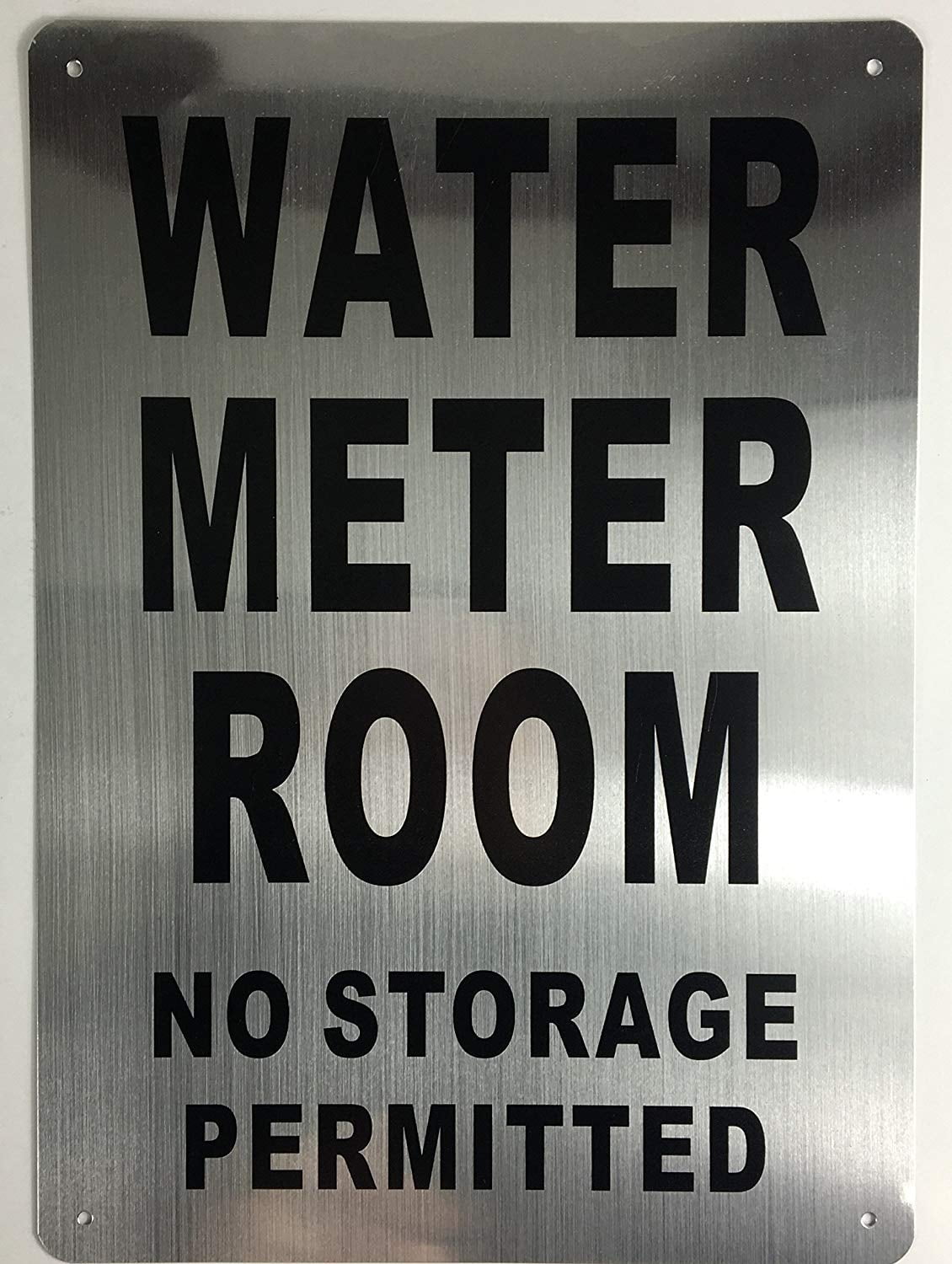 WATER METER ROOM SIGN (Brushed Aluminium, Reflective !!, 14X10 ...
