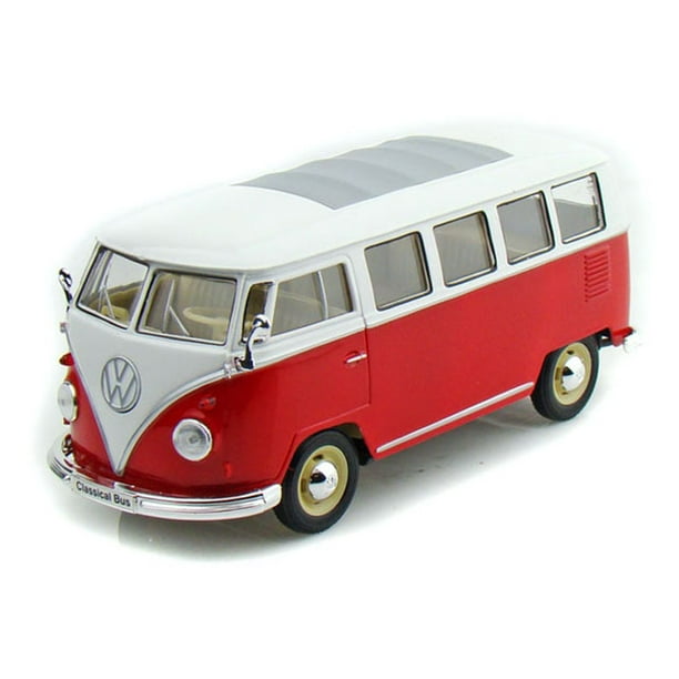 Red & White 1963 Volkswagen T1 Bus 1/24 Scale Diecast Model by Welly ...