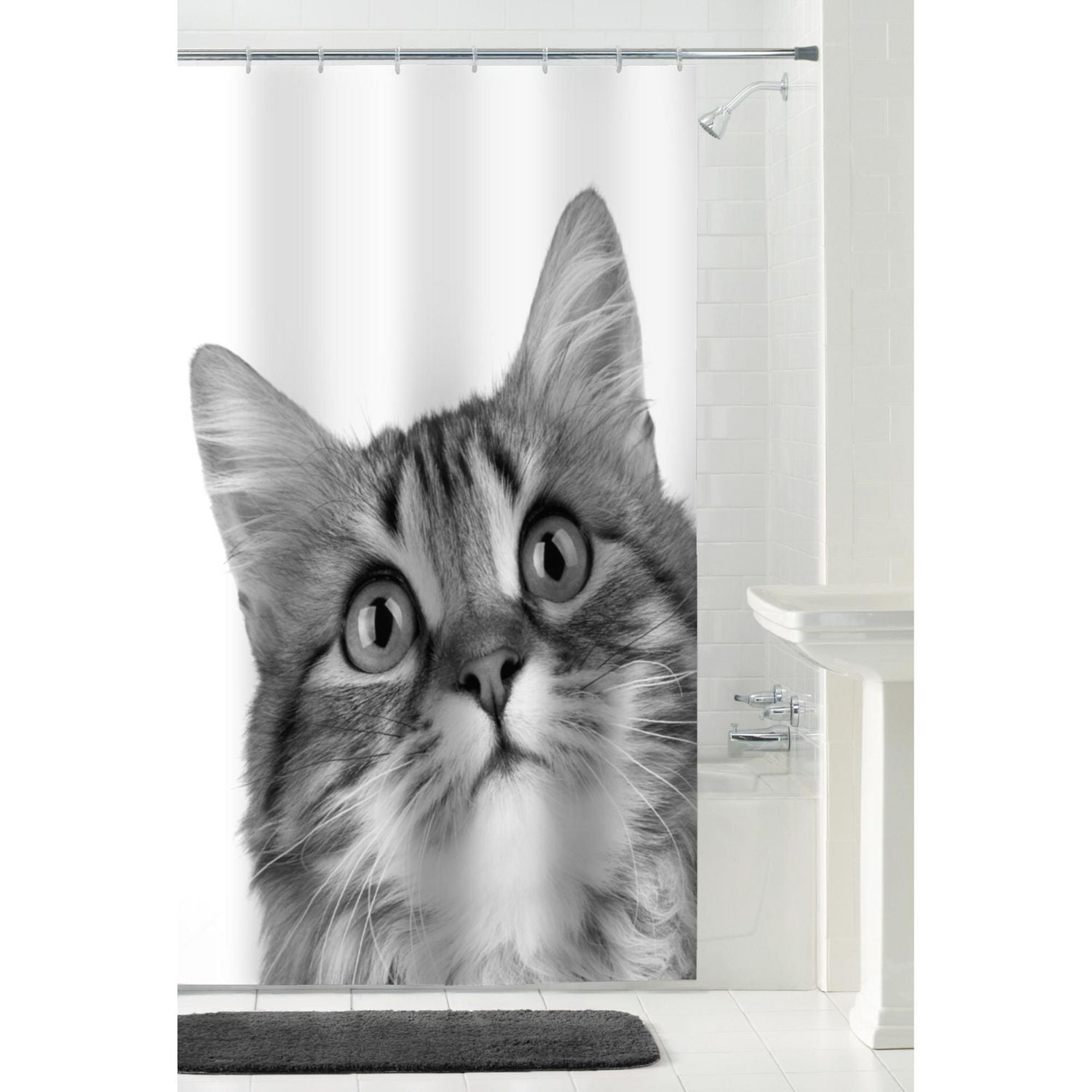 Click here for Mainstays Peeking Cat Peva Shower Curtain  Black 7... prices
