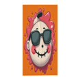 Cheerful Cartoon Character Beach Towel - Round Face Sunglasses Rosy ...
