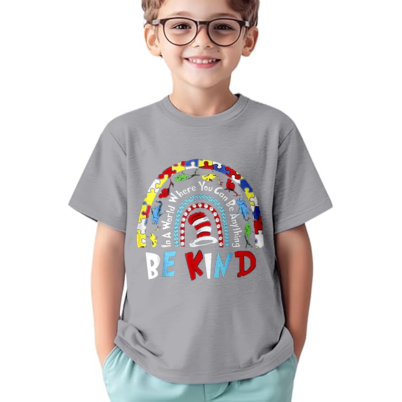 Boys Shirts Fashion Personality Round Neck Short Sleeve Tee Summer ...