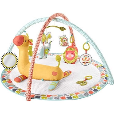 Fisher-Price 3-in-1 Rainforest Sensory Gym Tummy Wedge with 6 Baby Toys ...