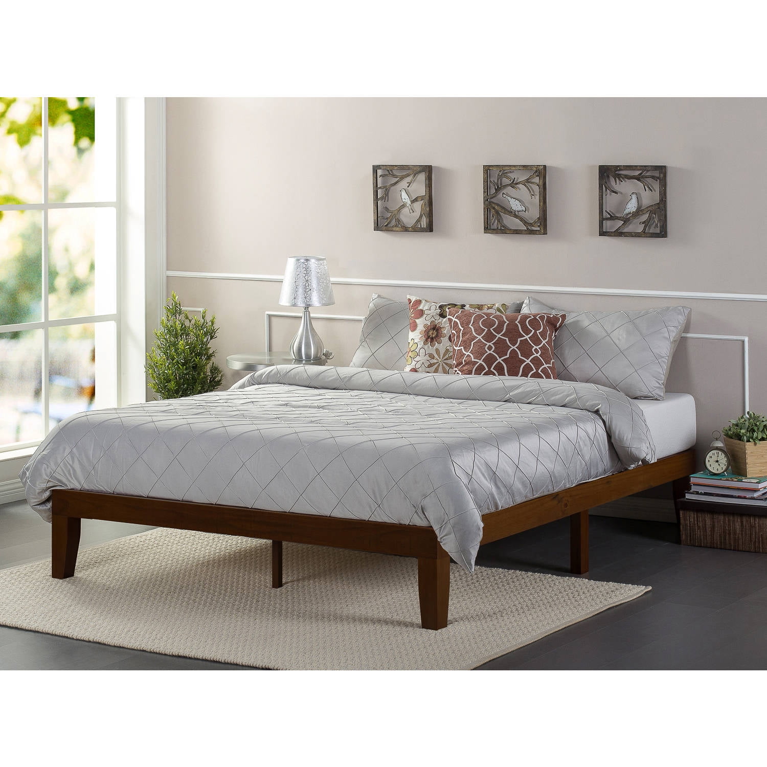 Zinus Marissa 12” Wood Platform Bed Frame, Antique Espresso Finish ...